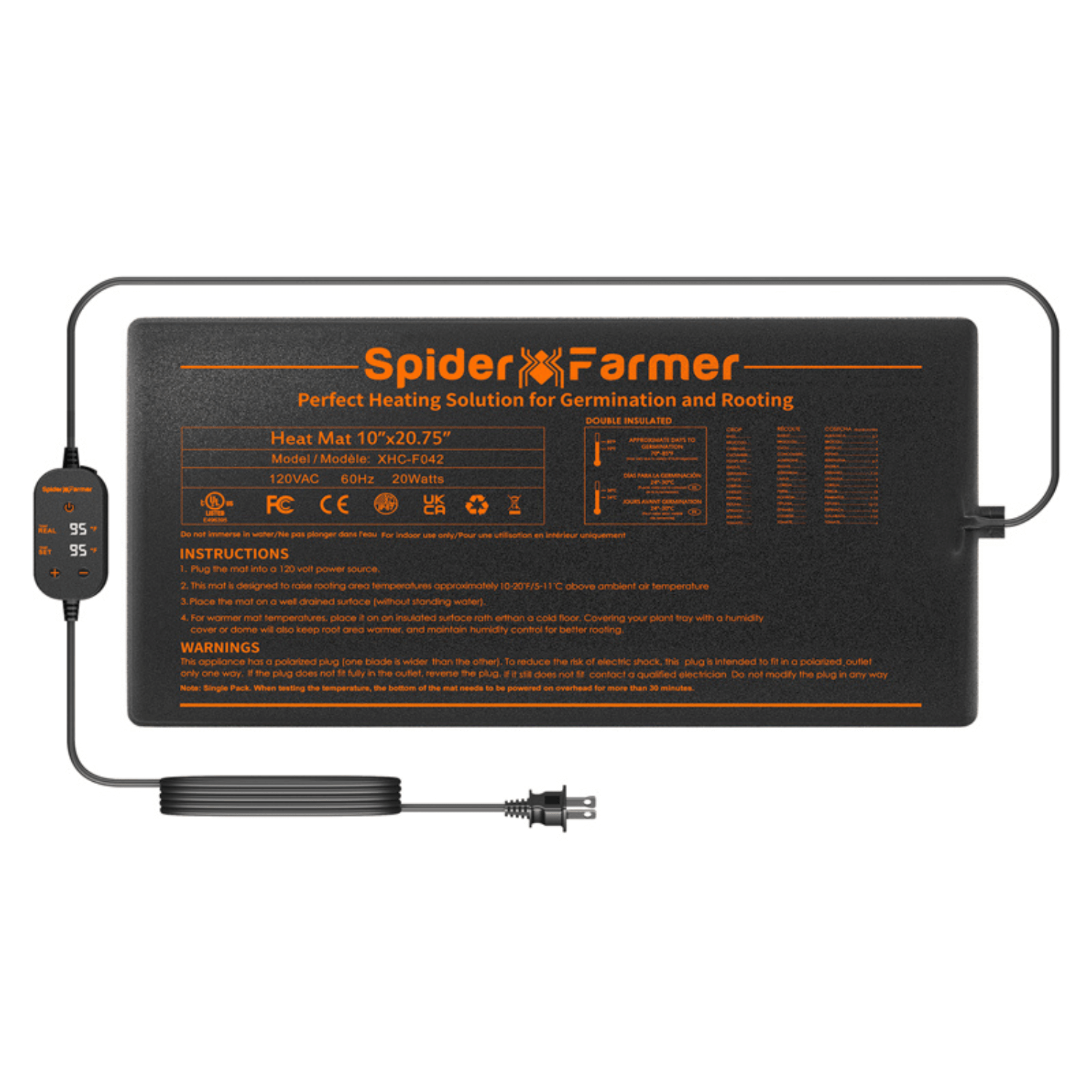 Spider Farmer Seedling Heat Mat & Controller Set
