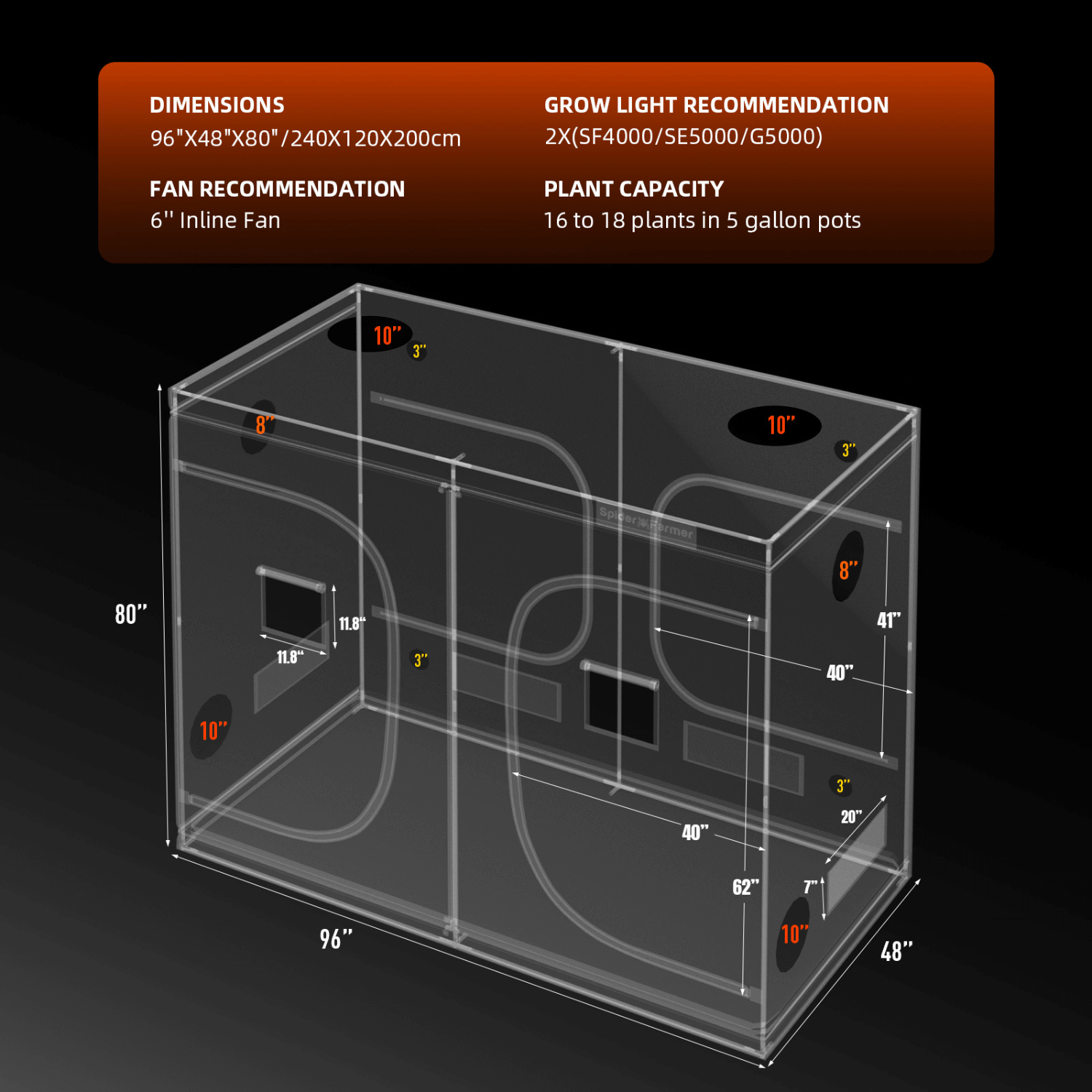 Spider Farmer 4x8 Grow Tent - Pro-Grade & Efficient