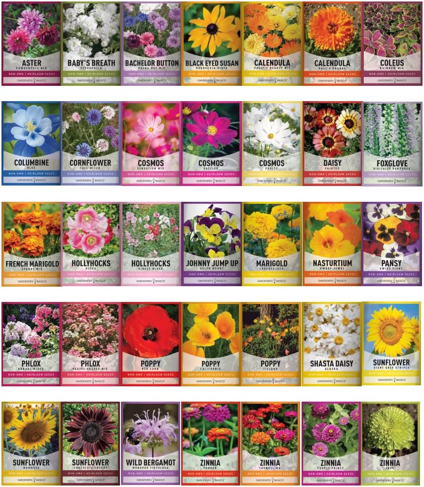 Gardeners Basics Gardening Gifts 70-Variety Seed Pack: 35 Herb & 35 Fl