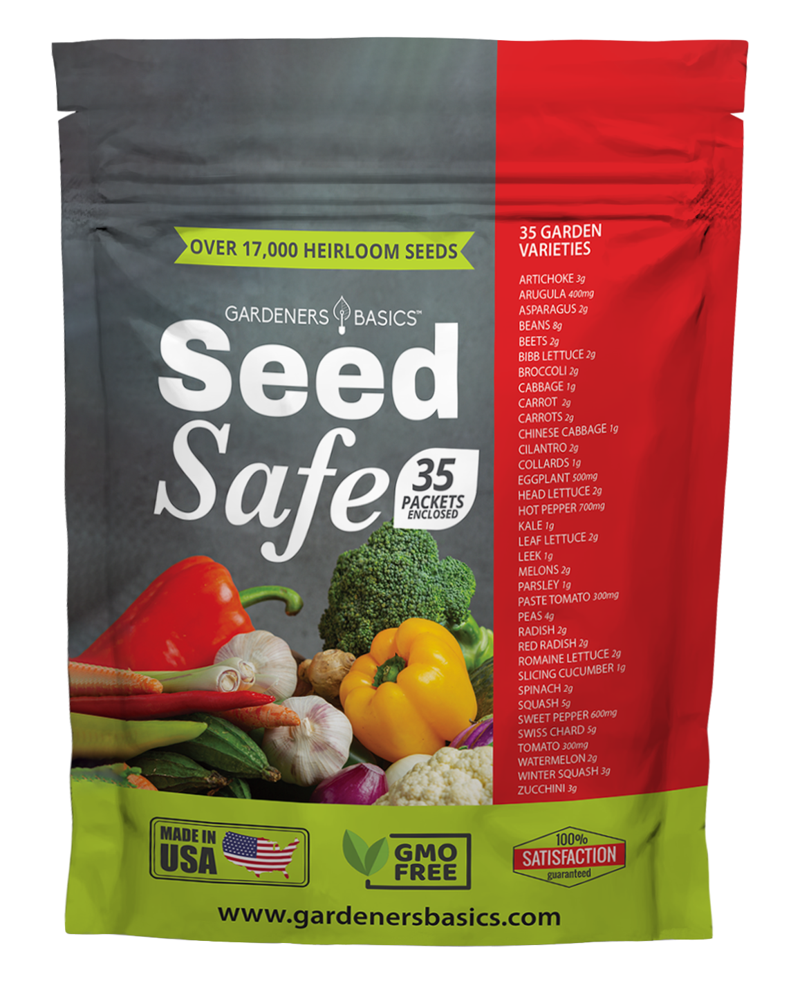 Gardeners Basics Seed Safe Survival Seed Kit - 35 Variety Pack