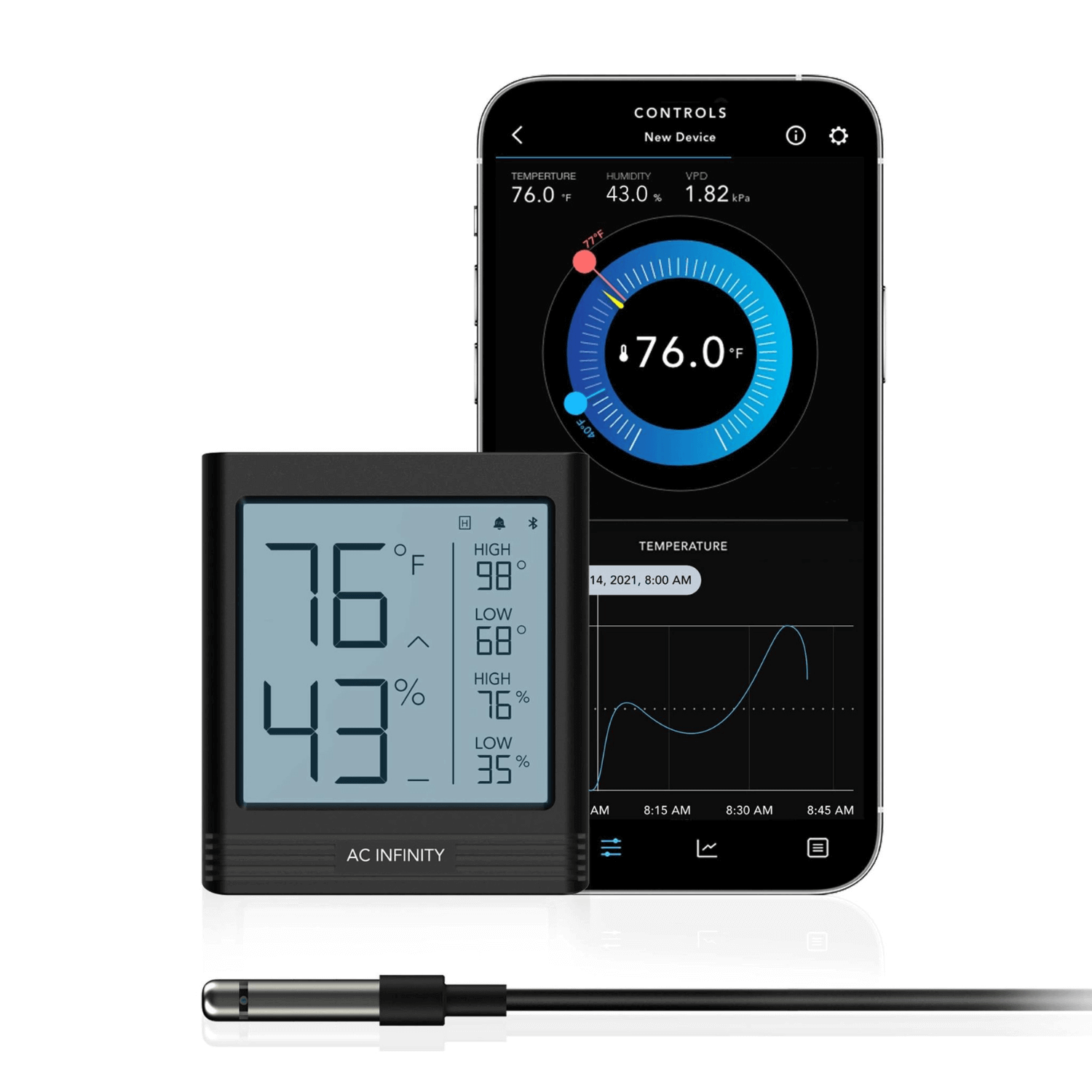 Smart Thermo-Hygrometer with App & Probe