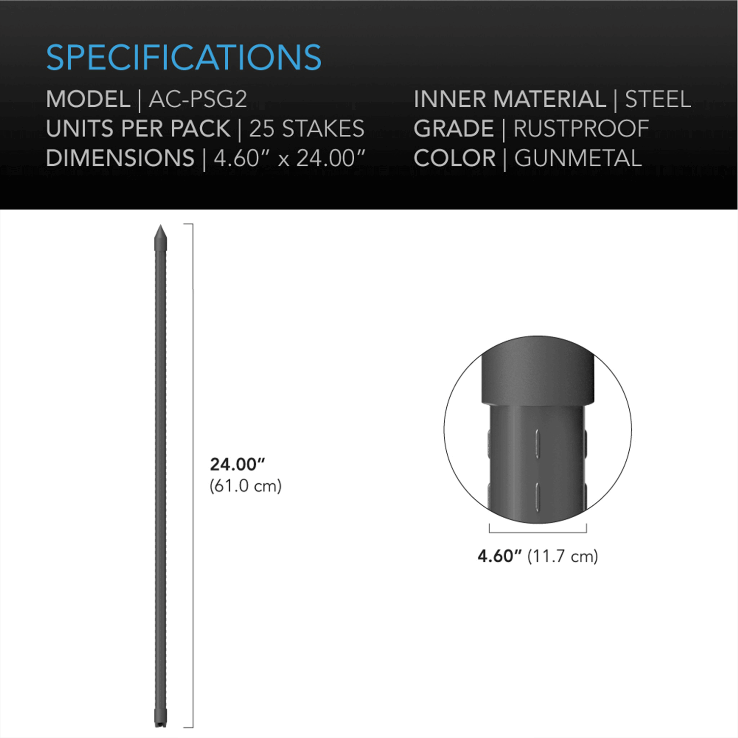 AC Infinity Garden Plant Stakes, 2 Feet Long, 25-Pack