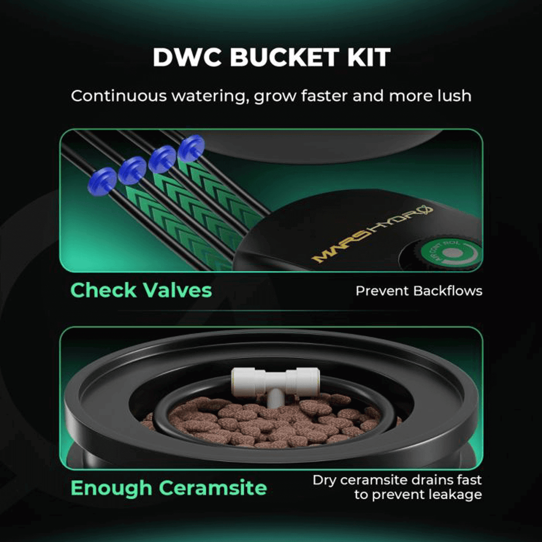 Mars Hydro 5-Gal DWC Hydroponic Kit | 2 Buckets