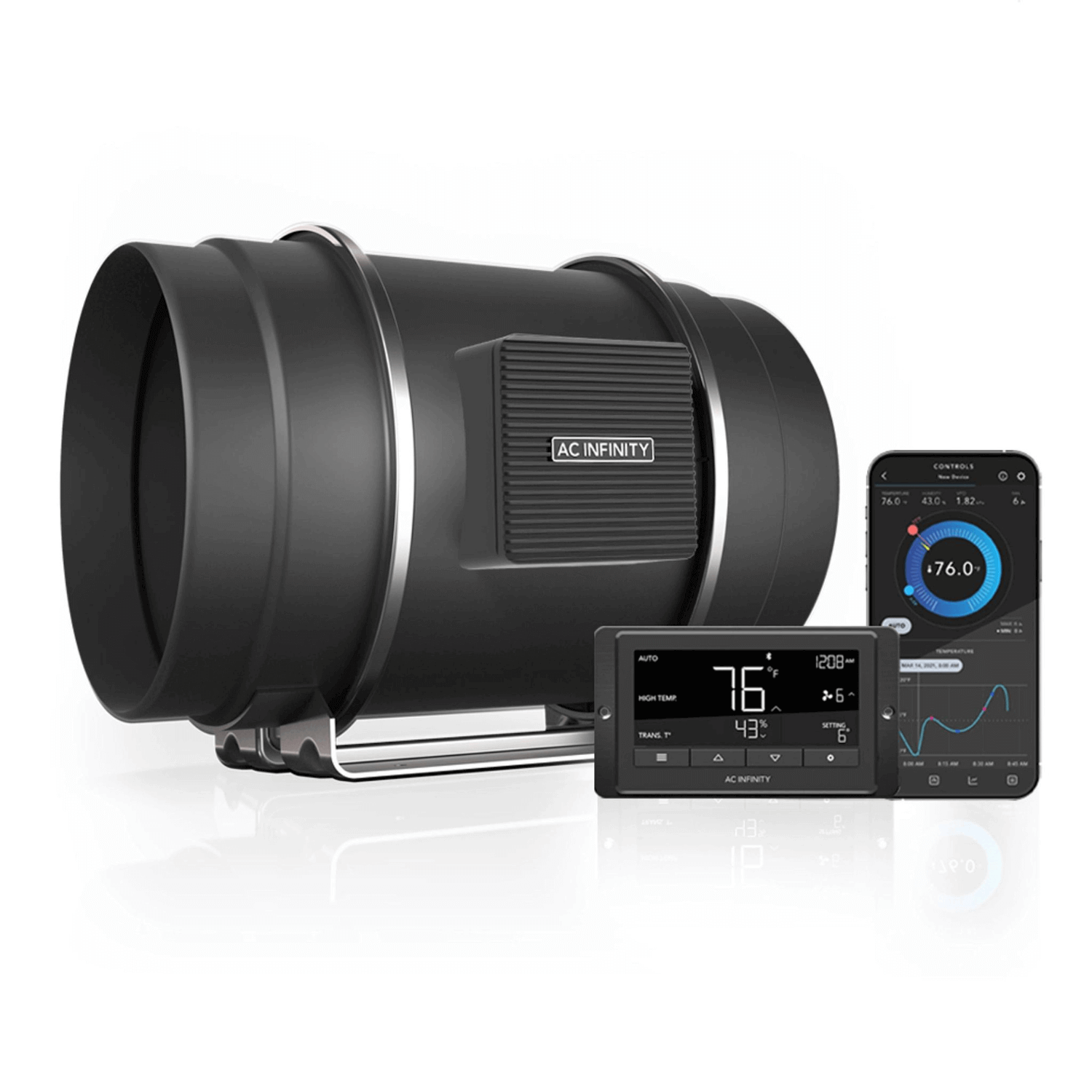 AC Infinity CLOUDLINE T8, Quiet Inline Duct Fan System with Temperatur ...