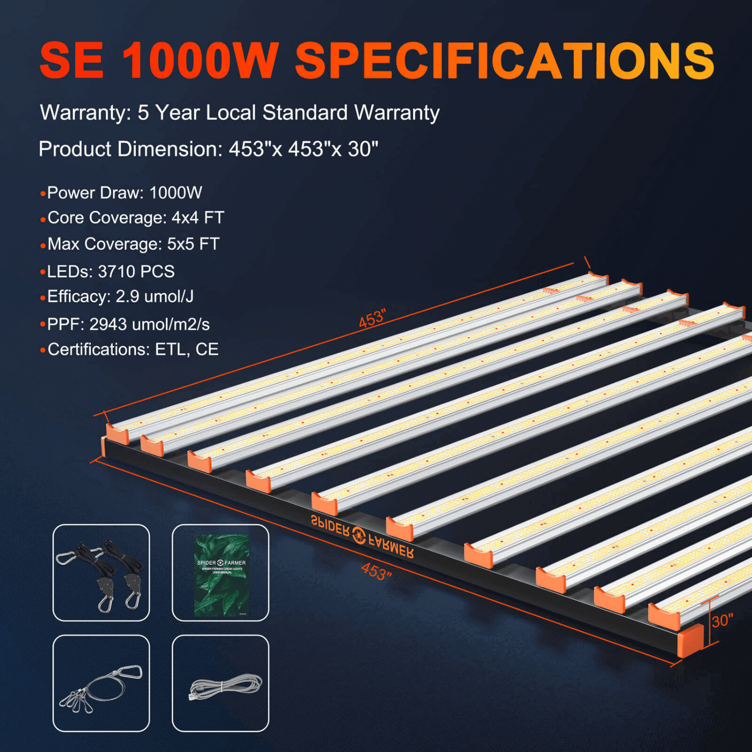 Spider Farmer SE1000W LED Grow Light - Full Spectrum