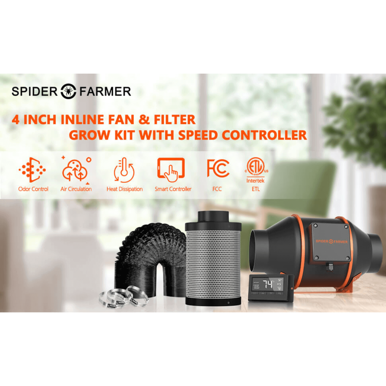 Spider Farmer 4" Fan Kit with Smart Control